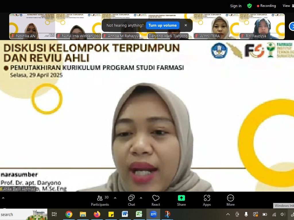 Program Studi Farmasi ITERA Gelar Diskusi Kelompok Terpumpun dan Reviu Ahli untuk Pemutakhiran ...
